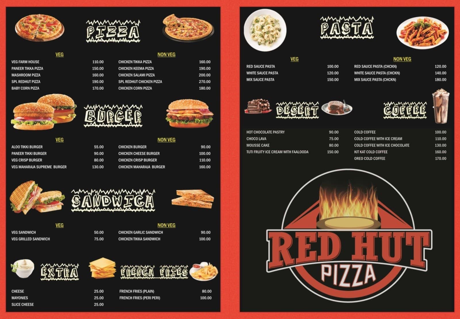 Menu at Red Hut Pizza, Ranchi