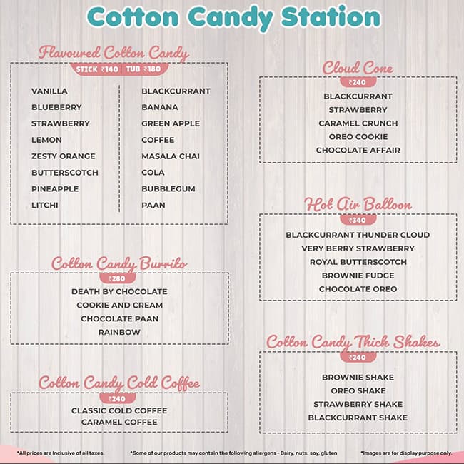 Menu of Cotton Candy Station, Magadi Road, Bangalore