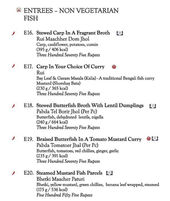 Menu at Oh! Calcutta, Kolkata, Silver Arcade