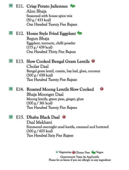 Menu at Oh! Calcutta, Kolkata, Silver Arcade