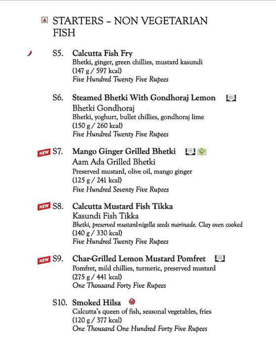 Menu at Oh! Calcutta, Kolkata, Silver Arcade