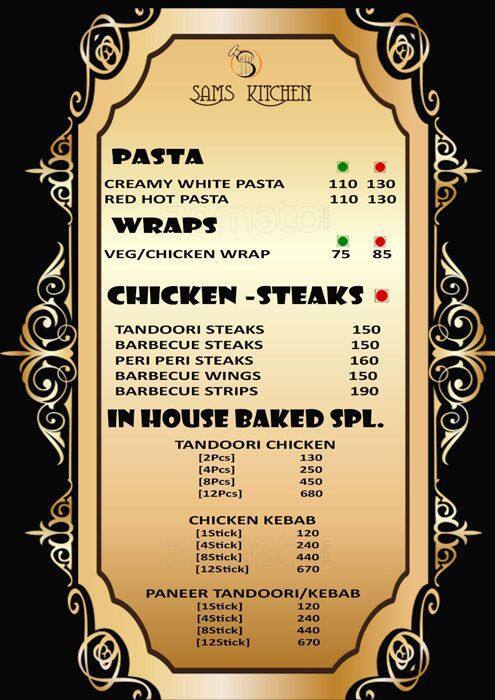Menu at Sams Kitchen & Dot H, Chennai, 185
