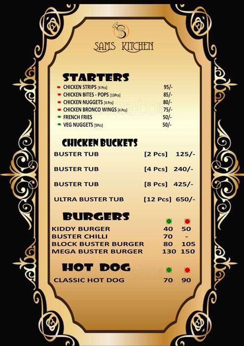 Menu at Sams Kitchen & Dot H, Chennai, 185
