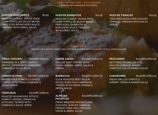 Menu at Jefe Mexican Restaurant, Lake Oswego