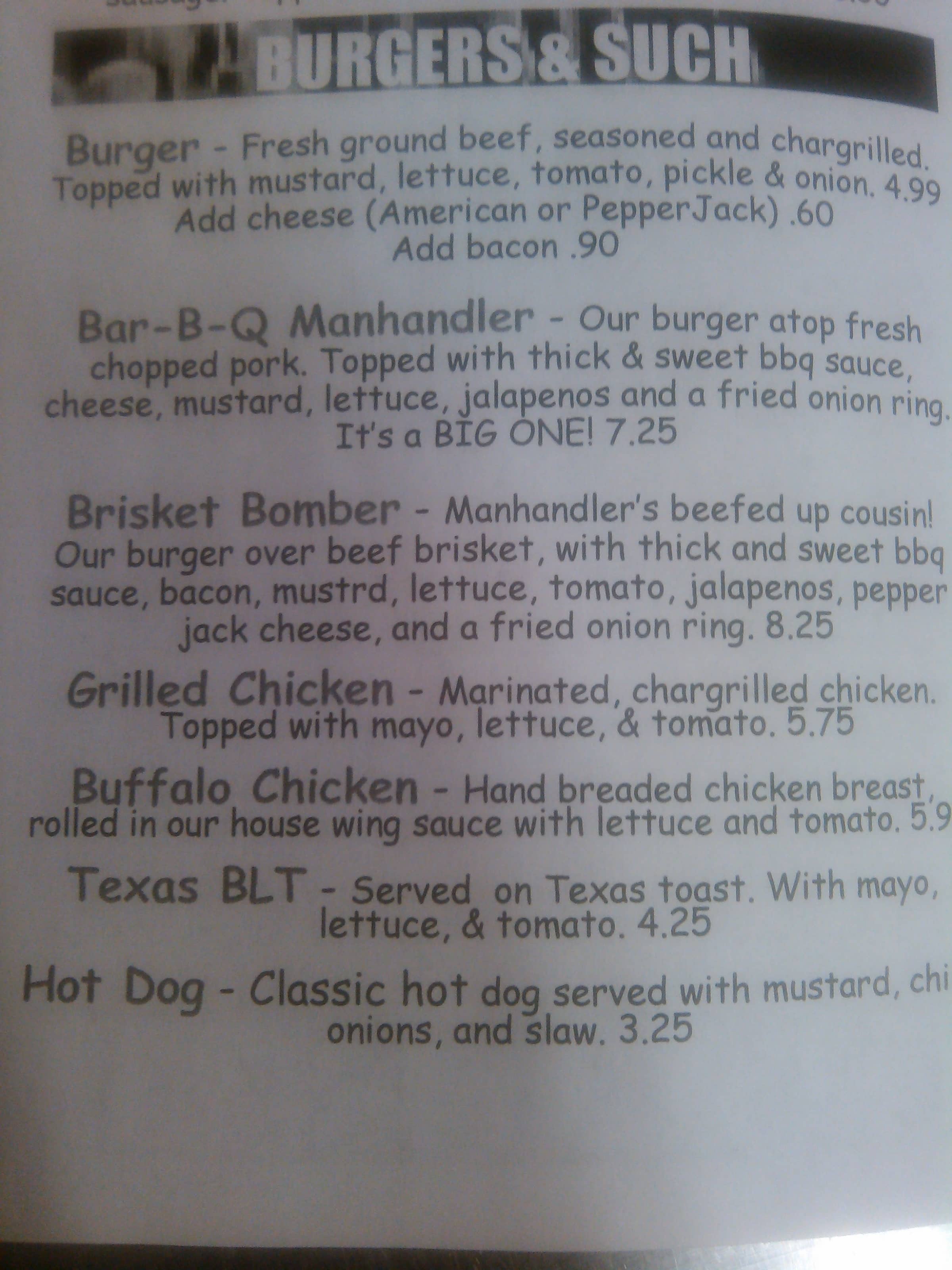Menu at Sweeney's Pit Bar-B-Q, Harrison