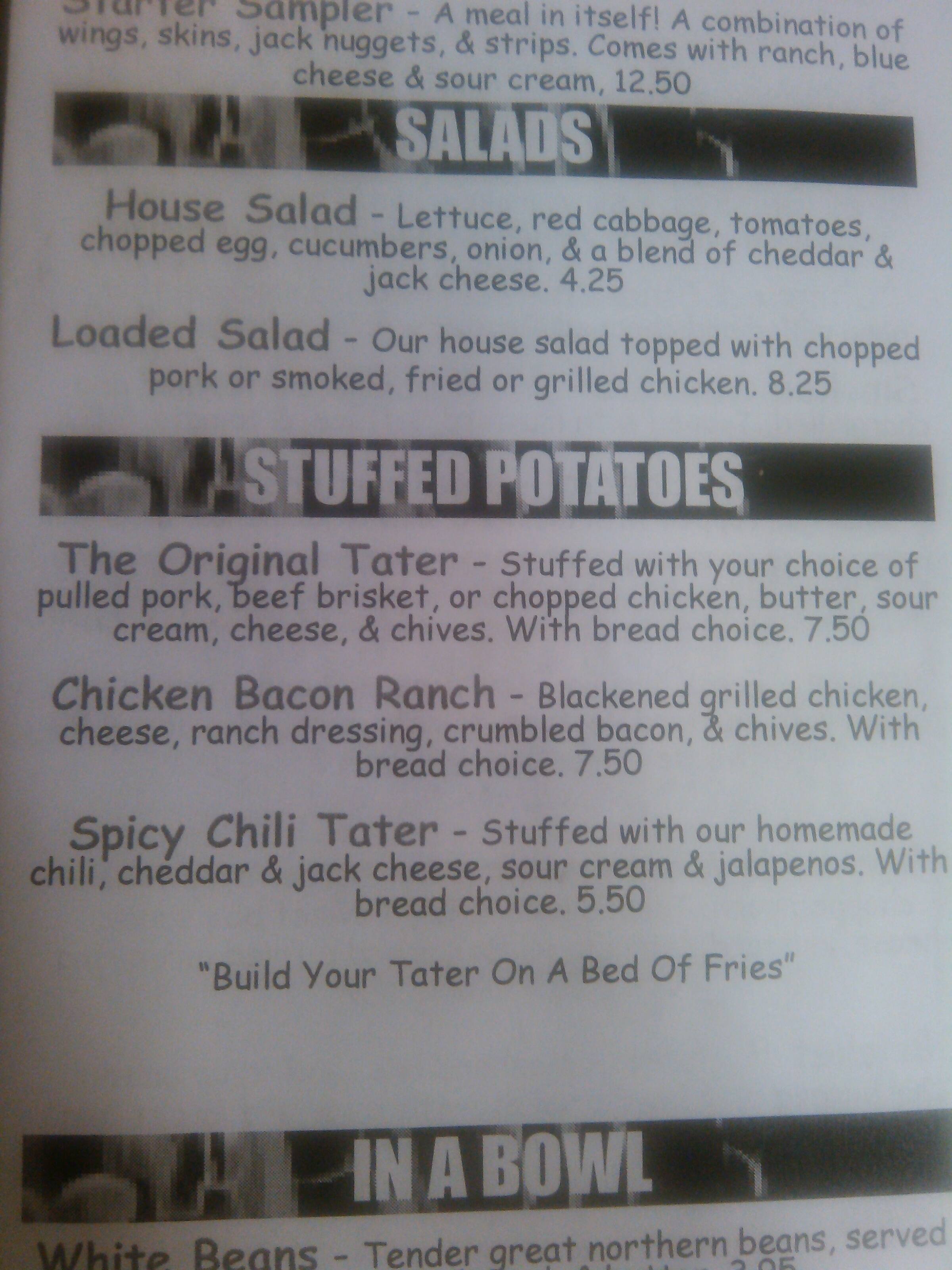 Menu at Sweeney's Pit Bar-B-Q, Harrison