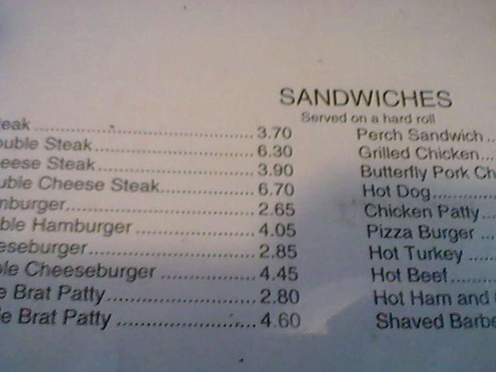 Menu at Schulz's Restaurant, Sheboygan