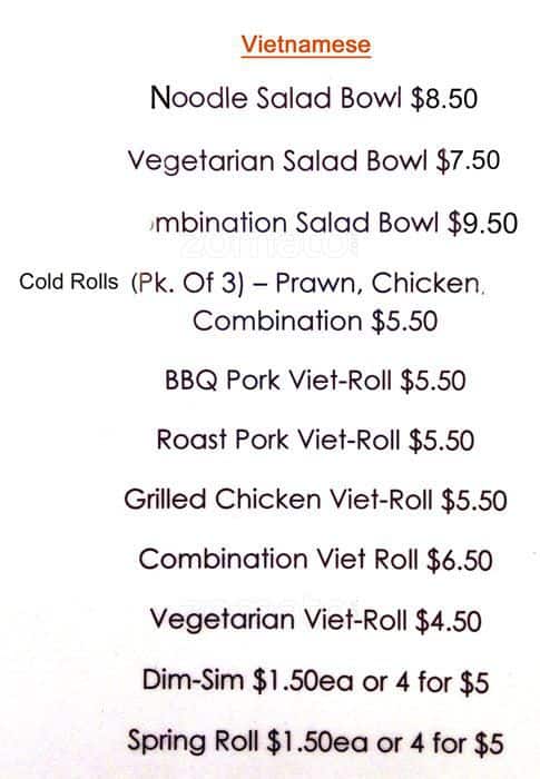 Menu at Fulham Gardens Bakery, Adelaide