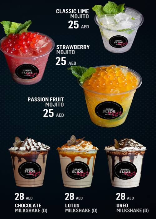 Menu at London Slide cafe, Dubai, EA001