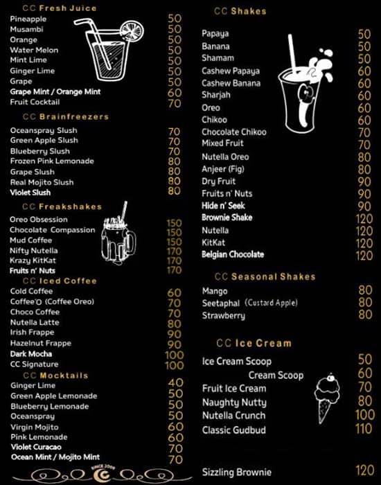 Menu of Cool Cafe, Bannimantap, Mysore