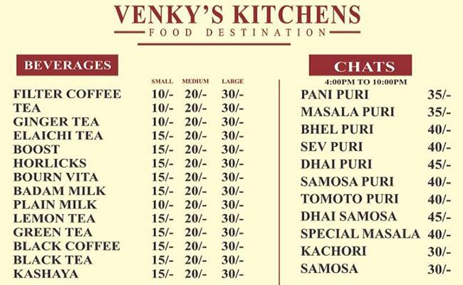 Menu at VENKY'S FOOD COURT, Bengaluru