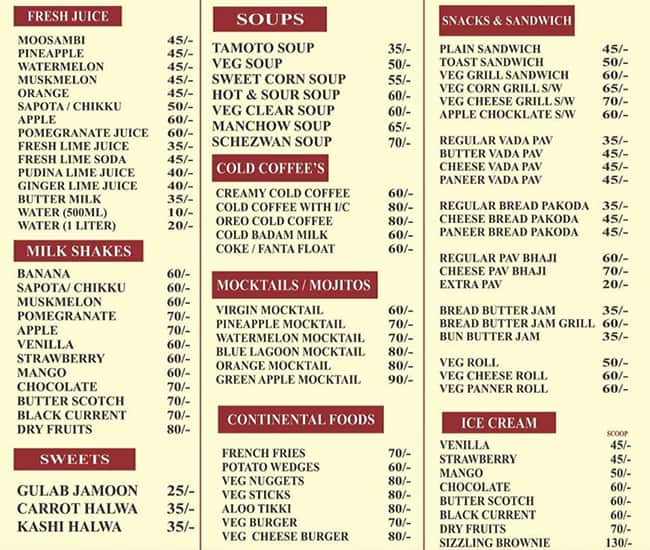 Menu at VENKY'S FOOD COURT, Bengaluru