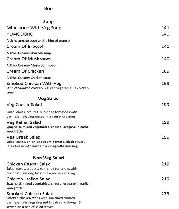 Menu of Brie Kitchen, Worli, Mumbai