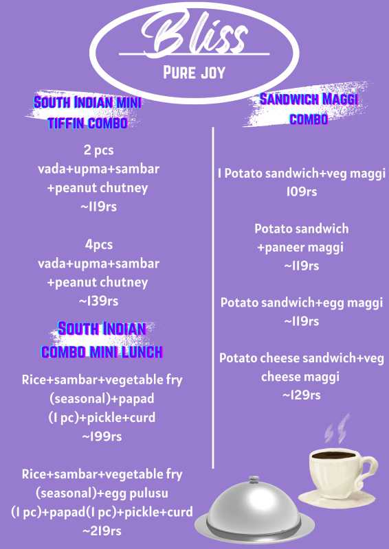 Menu of Bliss, Indirapuram, Ghaziabad