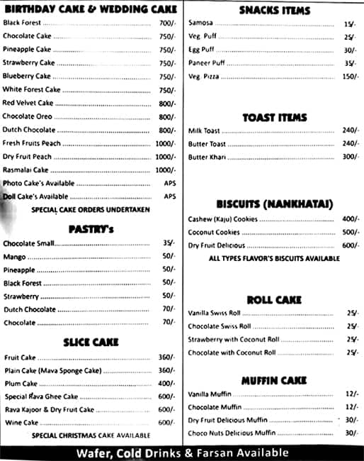 Menu at New Bangalore Iyengar's Bakery, Navi Mumbai, 1
