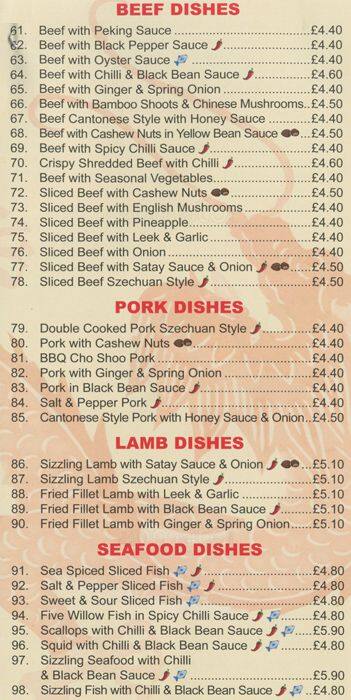 Menu at New Master Chef restaurant, London, 190 Baker St