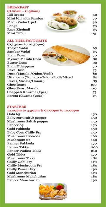 Namma Veedu Vasanta Bhavan Menu - Zomato