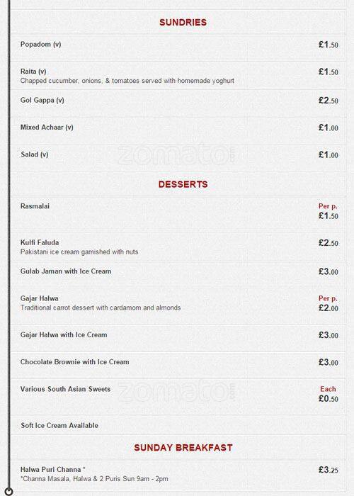 Menu at The Cave Restaurant & Sweets, Smethwick