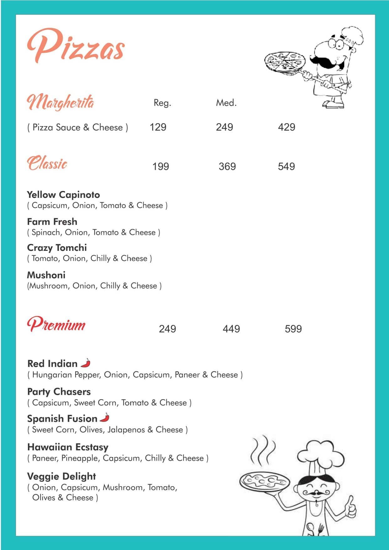 Menu at Captain Sam's Pizza, Zirakpur