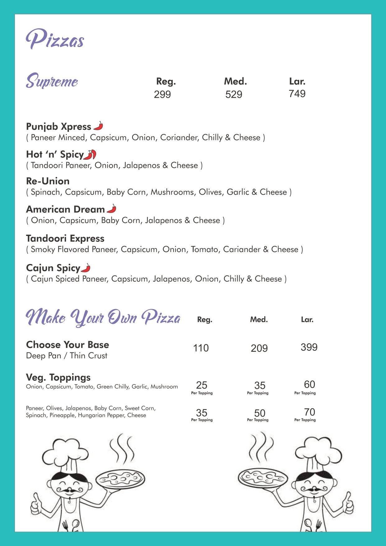 Menu at Captain Sam's Pizza, Zirakpur