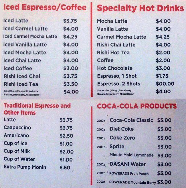 Menu at The Dock at Montrose Beach restaurant, Chicago