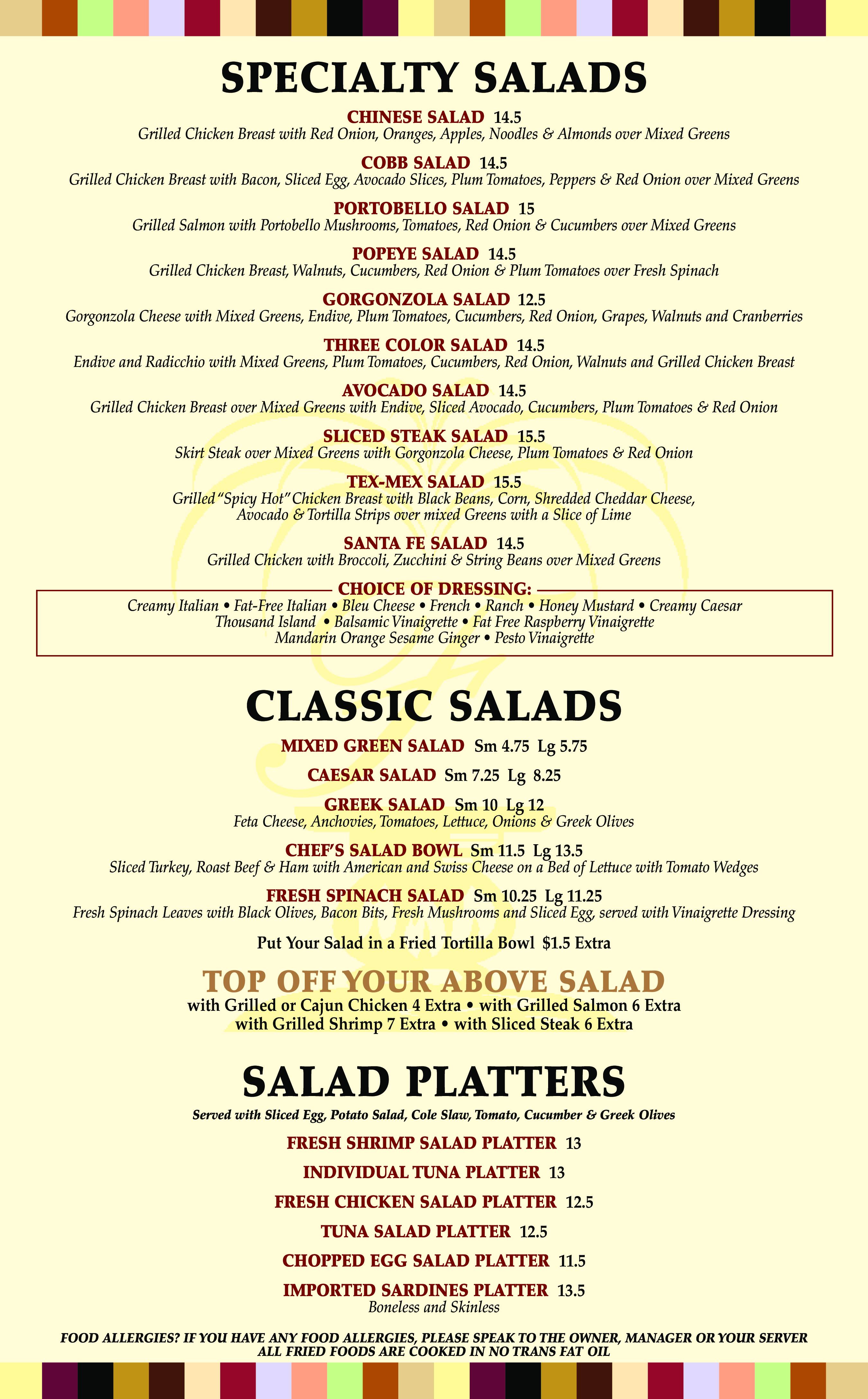 Menu at Fountain Diner-Restaurant, Hartsdale
