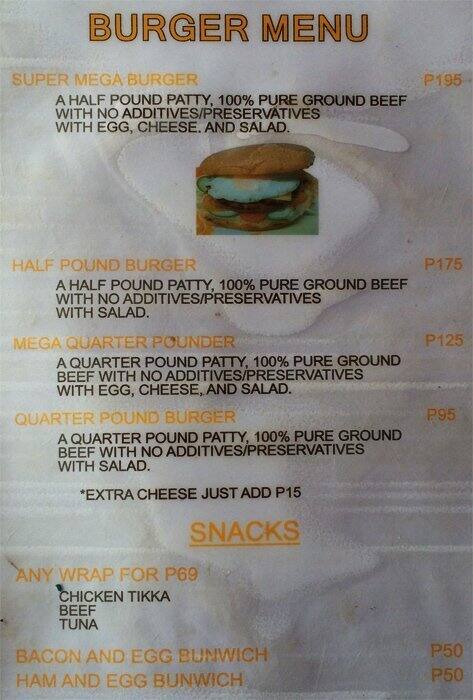 Menu at Mango Bar, Santa Fe