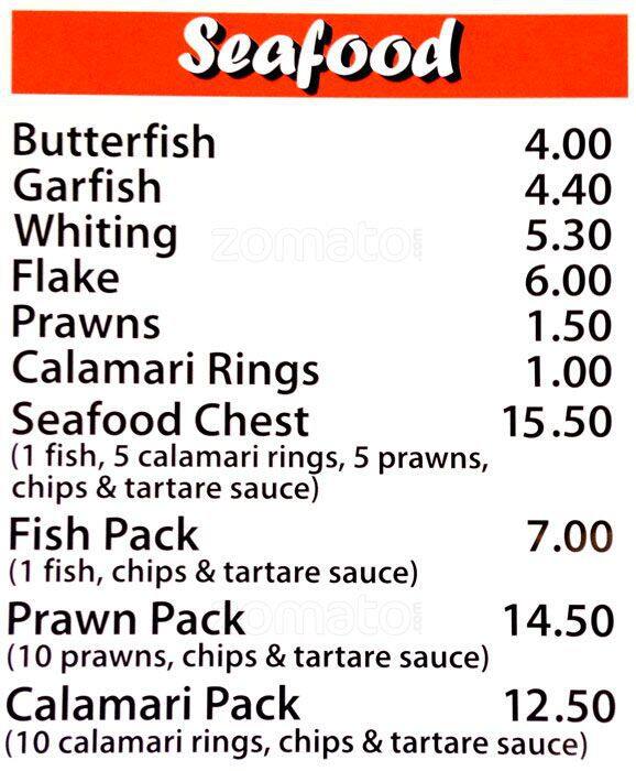 Menu at The Chook Shed restaurant, Christie Downs