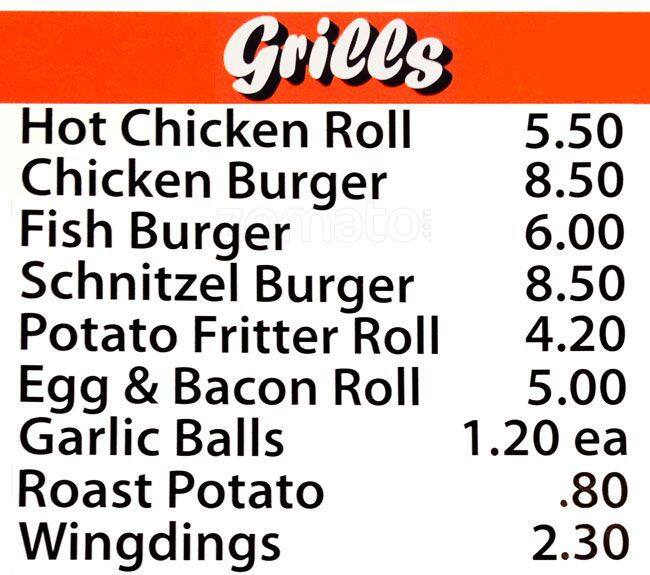 Menu at The Chook Shed restaurant, Christie Downs