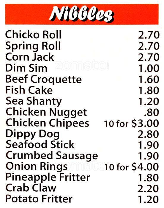 Menu at The Chook Shed restaurant, Christie Downs