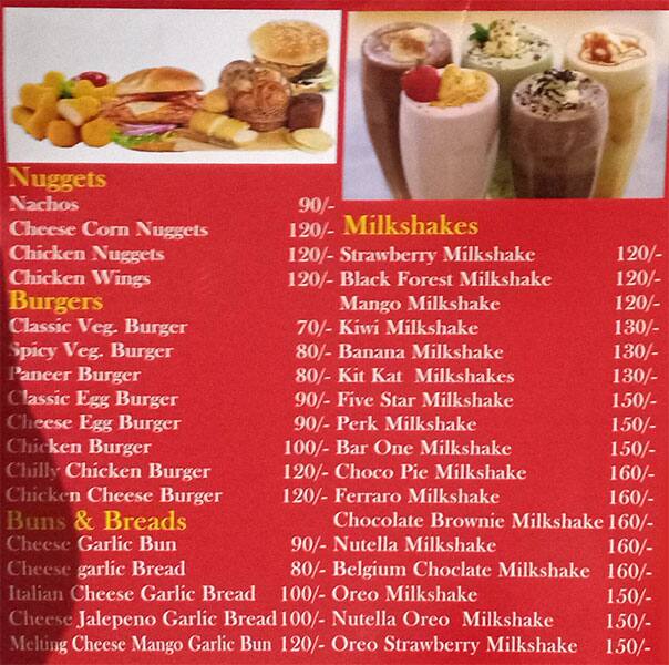 Menu at City Of Shakes, Hyderabad
