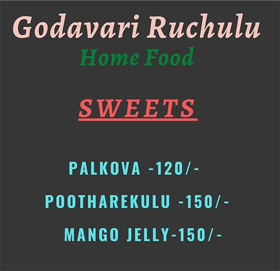 Menu of Godavari Ruchulu, Bommasandra, Bangalore
