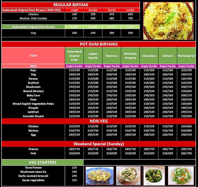 Menu at The maharajas, Hyderabad Menu at The maharajas, Hyderabad
