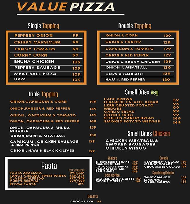 Menu of The Cheese Story, Sector 45, Noida