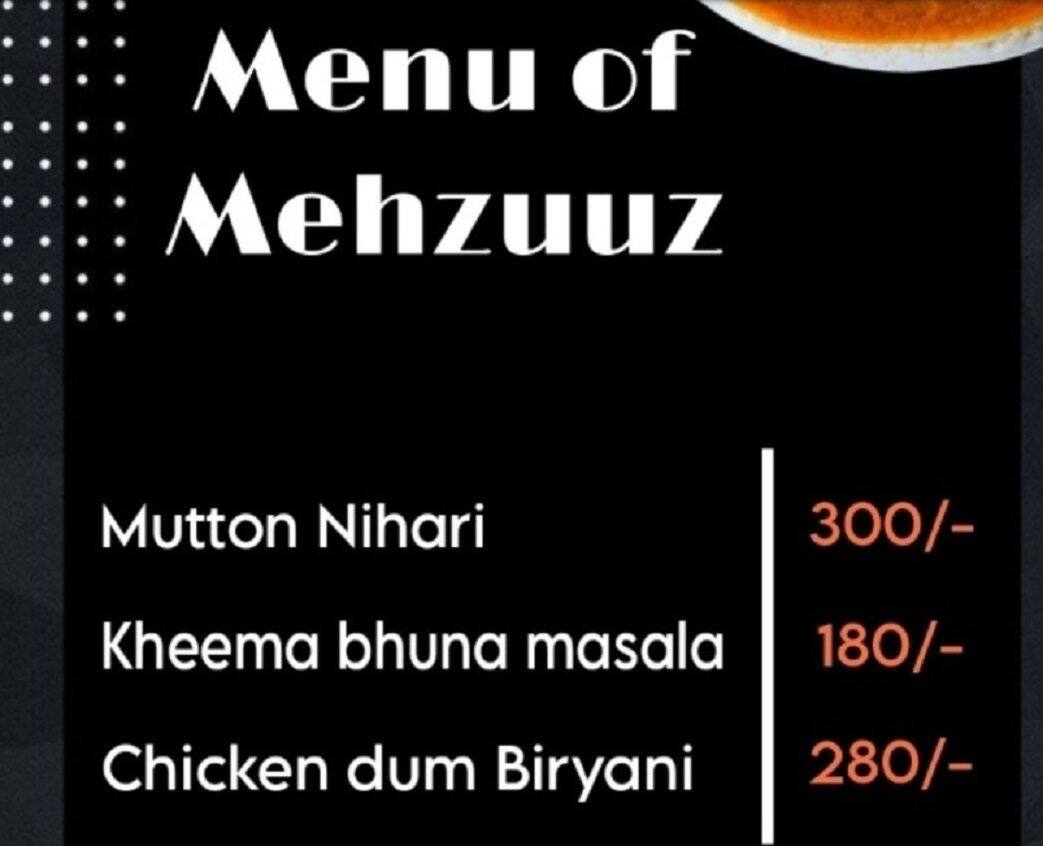Menu of Mehzuuz, Mira Road, Mumbai