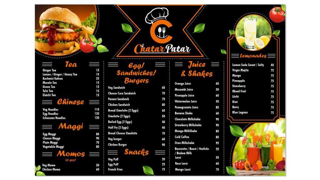 Menu of Chatar Patar, Varthur Main Road, Whitefield, Bangalore