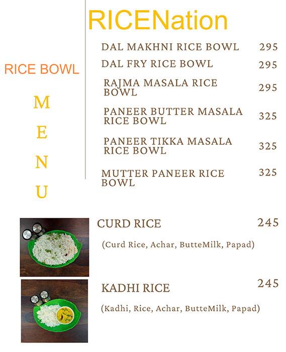 Menu of Unix Rice Bowl, Wakad, Pune