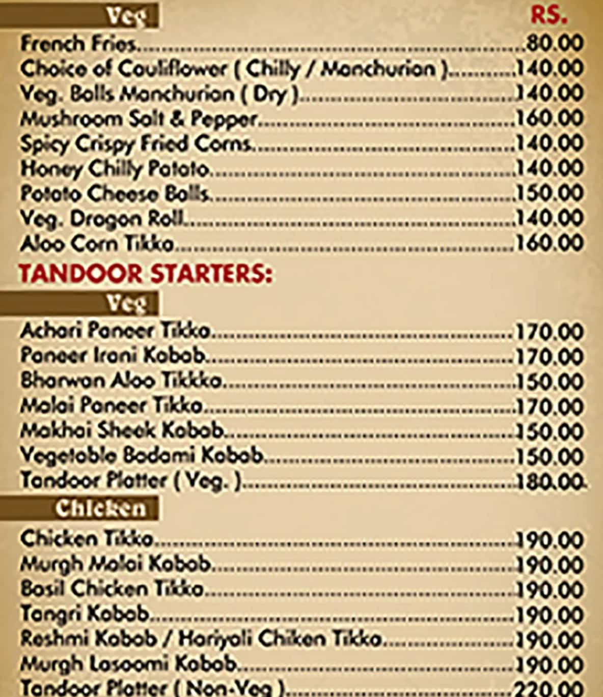 Menu of 18+ Restobar, Vadapalani, Chennai