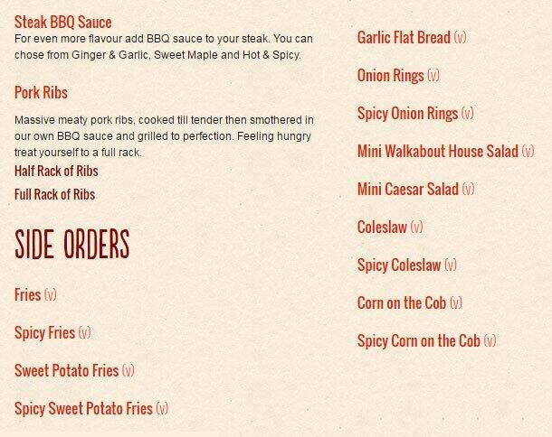 Menu at Walkabout pub & bar, London, Temple Pl