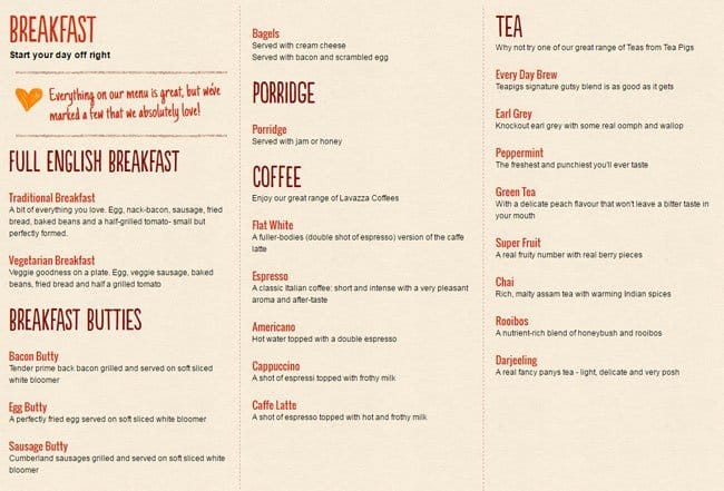 Menu at Walkabout pub & bar, London, Temple Pl