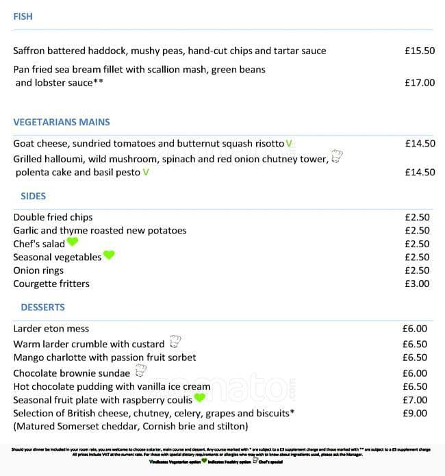Menu at Larder Restaurant & Bar, Croydon, 101 Waddon Way