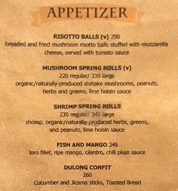 Menu at Earth Kitchen cafe, Taguig, U205