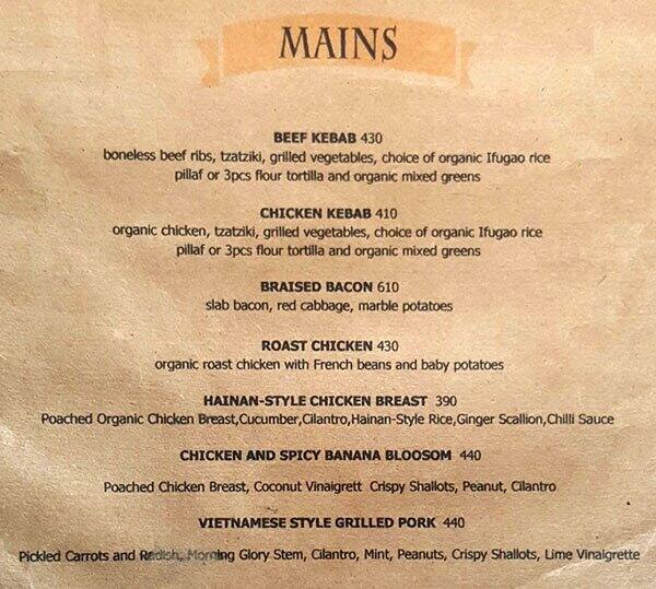 Menu at Earth Kitchen cafe, Taguig, U205