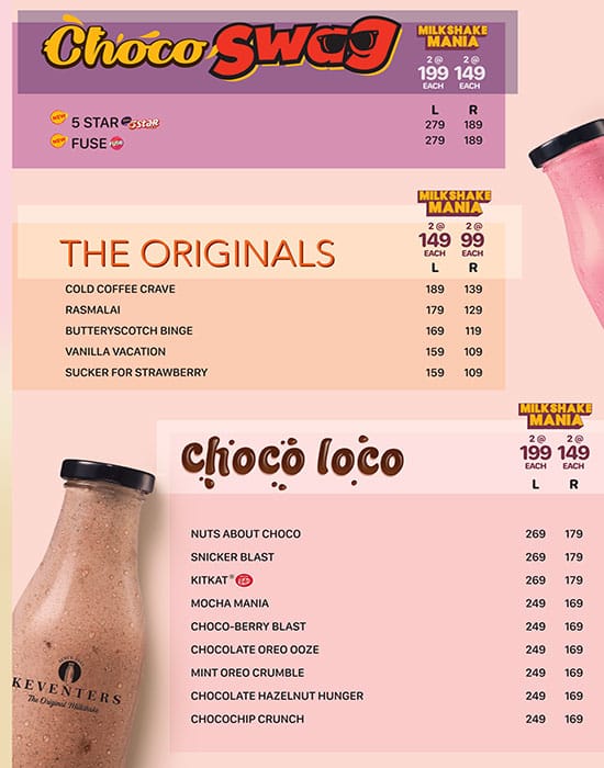 Menu at Keventers The Original Milkshake, Jaipur