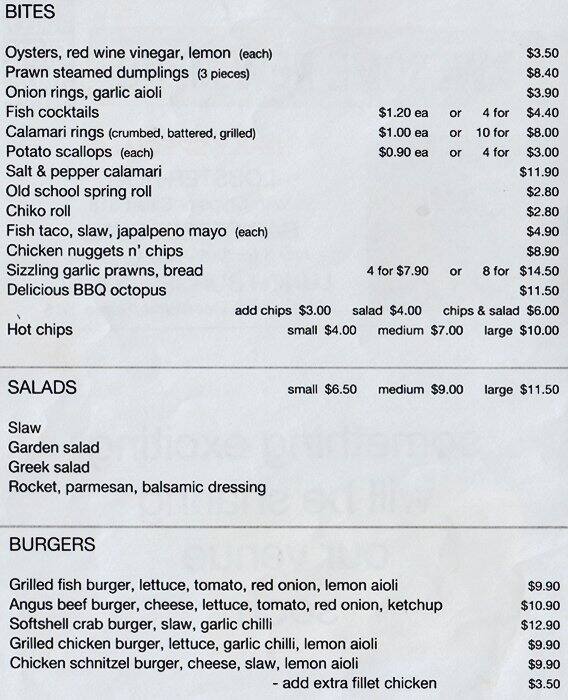 Crown Street Fish Shop Menu, Menu for Crown Street Fish Shop, Surry ...