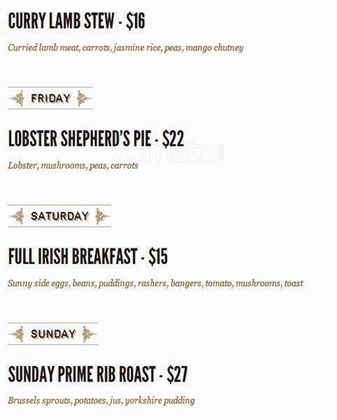 Menu at The Dead Rabbit NYC pub & bar, New York City