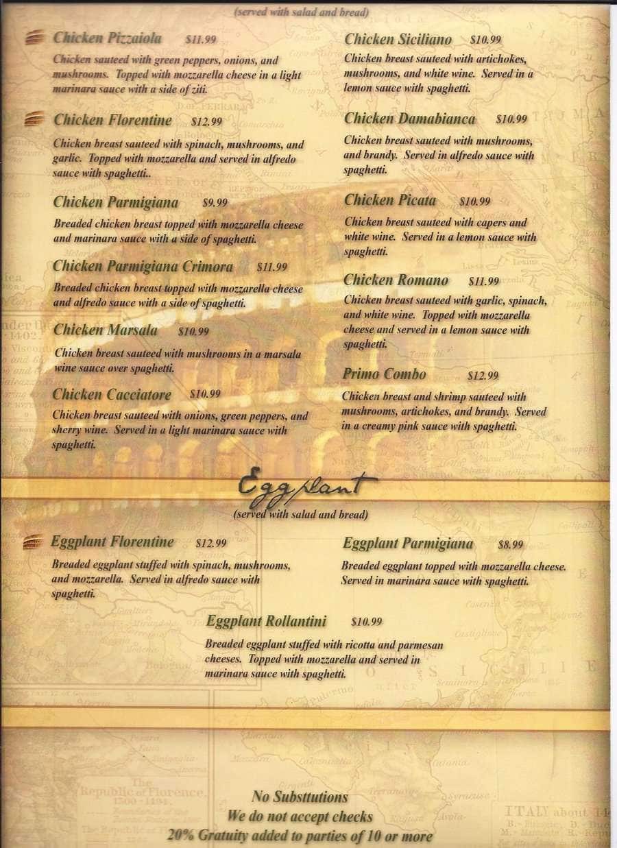 Menu at Francesco's Italian Restaurant, Decatur, US-31