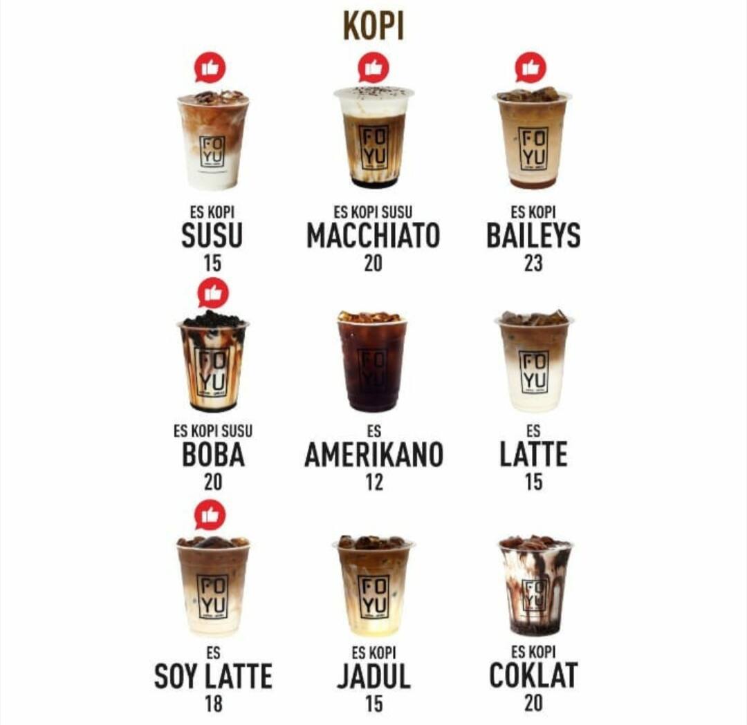 Menu at Foyu Coffee & Gelato desserts, Jakarta, Jl. Tanjung Duren Utara ...