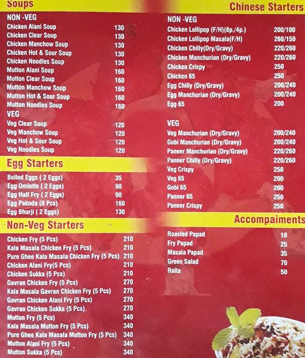 Menu of The Great Maratha Village, Ravet, Pune