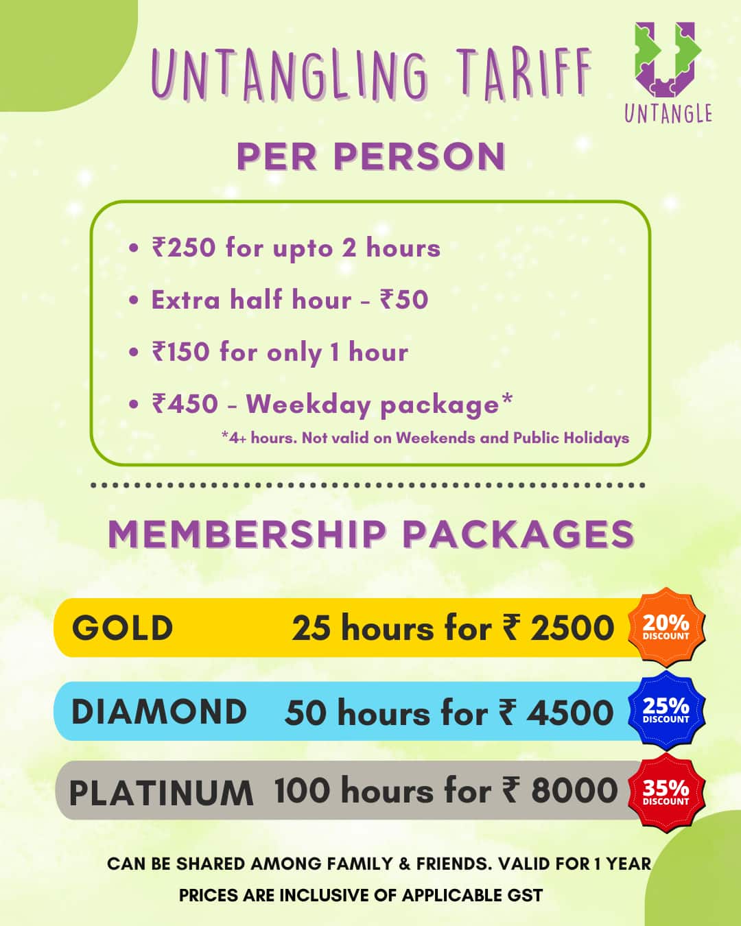 Menu of Untangle - House Of Puzzles, Teynampet, Chennai
